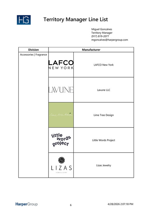 Harper Group - Miguel Goncalves Line List - Page 4-5